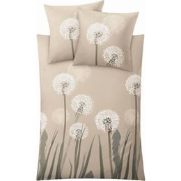 Kleine Wolke Bettw&auml;sche &raquo;Belfiore&laquo; 2 Stk. mit Pusteblumen beige Mako-Satin, Obermaterial: 100% Baumwolle B/L: 135cm x 200cm, 1 Stk., 1 Stk., Mako-Satin, B/L: 80cm 