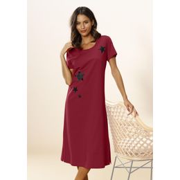 Damen Nachthemd, VIVANCE DREAMS BY LASCANA, Gr. 32, rot, Single Jersey, Obermaterial: 100% Baumwolle, gemustert, Kleider, mit s&uuml;&szlig;em Sternedruck