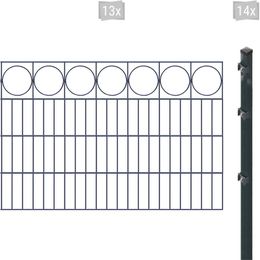 Arvotec Doppelstabmattenzaun &raquo;ESSENTIAL 80 zum Einbetonieren "Ring" mit Zierleiste&laquo; Zaunh&ouml;he 80 cm, Zaunl&auml;nge 2 - 60 m grau Kunststoff, Stahl H/L: 80cm x 26m,
