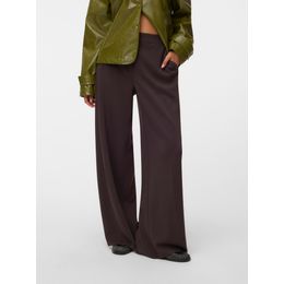 V&eacute;ro Moda VERO MODA Damen Anzughose "VMBELLIS MW WIDE PANT NOOS", braun, Gr. XL, unifarben, Milano Rib, Obermaterial: 49% Modal, 41% Polyester, 10% Elasthan,