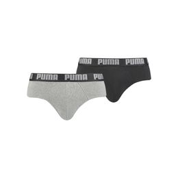 Puma Herren Slip, Gr. S, grau, Obermaterial: 95% Baumwolle, 5% Elasthan, unifarben mit Farbeinsatz, Unterhosen, mit breitem Logobund