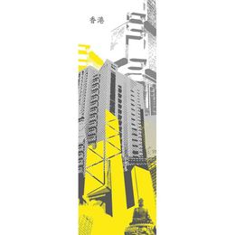 ARCHITECTS PAPER Fototapete &raquo;Hongkong&laquo; Grafik Tapete Stadt Fototapete Panel 1,00m x 2,80m gelb Vlies B/L: 1m x 2,8m