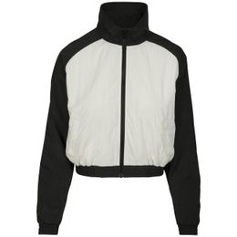 Urban Classics Damen Allwetterjacke "Urban Classics Damen Ladies Short Raglan Crinkle Batwing Jacket", schwarz-wei&szlig;, Gr. M, mehrfarbig, 100%