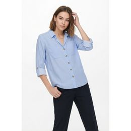 Only Damen Hemdbluse "OnlyASMIN SHIRT L/S WVN NOOS", blau, Gr. S, gestreift, Web, Obermaterial: 100% Viskose, Blusen