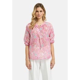 Milano Italy Damen Kurzarmbluse, rosa, Gr. 36, Paisley, Web, Material: 100% Baumwolle, Blusen, mit Bindeband