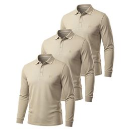 Normani 3er Set Herren Langarm Poloshirt Lyroe in Beige | Gr.: XXL