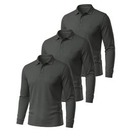 Normani 3er Set Herren Langarm Poloshirt Lyroe in Anthrazit | Gr.: XXL
