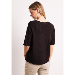 Street One Damen Kurzarmpullover, braun, Gr. 40, Strukturmuster, Web, 69% Baumwolle, 31% Polyester, Pullover, im soften Baumwoll-Mix