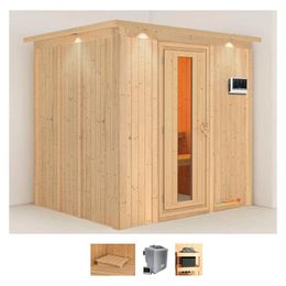 Karibu Sauna &raquo;Sodin&laquo; Set, Ofen 9 kW Bio externe Strg easy beige Bio-Kombiofen, externe Steuerung, 9 kW