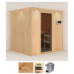 Karibu Sauna &raquo;Sodin&laquo; Set, Ofen 9 KW externe Strg easy beige Saunaofen, externe Steuerung, 9 kW
