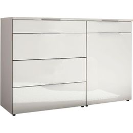 Wiemann Kombikommode &raquo;Como&laquo; vormontiert wei&szlig; Floatglas, Holzwerkstoff, Metall B/H/T: 120cm x 91,2cm x 43cm, 5 Stk., 1 Stk.