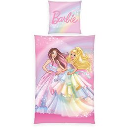 Barbie Bettw&auml;sche &raquo;&laquo; 2 Stk. Wendebettw&auml;sche bunt Renforc&eacute;, Obermaterial: 100% Baumwolle B/L: 135cm x 200cm, 1 Stk., 1 Stk., Renforc&eacute;, B/L: 80cm x 80cm, 2 Stk