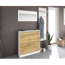 borchardt M&ouml;bel Garderoben-Set BORCHARDT M&Ouml;BEL, wei&szlig;, Holzwerkstoff, Flur, Kastenm&ouml;bel-Sets, "Oliva, Schuhschrank, Spiegel, Garderobenpaneel"