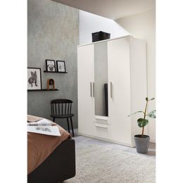 Priess Kleiderschrank in 3 Breiten wei&szlig; Holzwerkstoff B/H/T: 140cm x 195cm x 54cm, T&uuml;ren: 3 Stk.