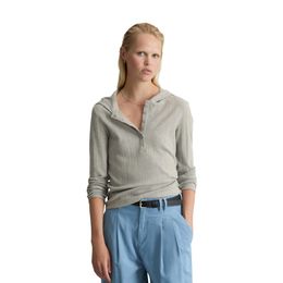 Marc O'Polo Damen Langarmshirt "aus reiner Bio-Baumwolle"stone melange, Basic, Gr. XXL, MARC O'POLO DENIM, unifarben, Obermaterial: 100% Baumwolle, Shirts