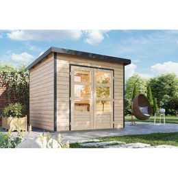 Karibu Gartenhaus &raquo;Plutino 3, in verschiedenen Farben&laquo; braun Massivholz ohne Fu&szlig;boden, Blechdach