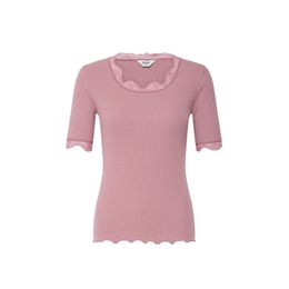 oxmo Damen T-Shirt "T-Shirt OXNSuna Lace", rosa, Gr. M, Obermaterial: 47% Baumwolle CO. 47% Modal CMD. 6% Elasthan EL., Shirts