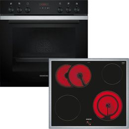 Siemens Elektro-Herd-Set &raquo;HE273ABS3&laquo; mit Teleskopauszug nachr&uuml;stbar Automatische activeClean -Reinigung & zuschaltbare Br&auml;terzone grau Integriertes 