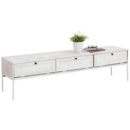 OTTO home Lowboard &raquo;Freya&laquo; Kommode mit 3 Klappen, Metallgriffen, aus Massivholz, Breite 175 cm beige B/H/T: 175cm x 45cm x 40cm