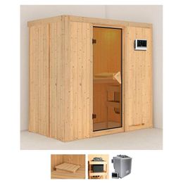 Karibu Sauna &raquo;Vada&laquo; Set, Ofen 9 kW Bio externe Strg easy beige Bio-Kombiofen, externe Steuerung, 9 kW