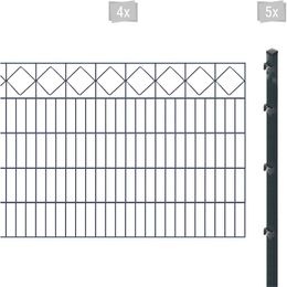 Arvotec Doppelstabmattenzaun &raquo;ESSENTIAL 100 zum Einbetonieren "Karo" mit Zierleiste&laquo; Zaunh&ouml;he 100 cm, Zaunl&auml;nge 2 - 60 m grau Kunststoff, Stahl H/L: 100cm x 