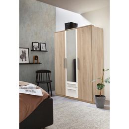Priess Kleiderschrank in 3 Breiten wei&szlig; Holzwerkstoff B/H/T: 140cm x 195cm x 54cm, T&uuml;ren: 3 Stk.
