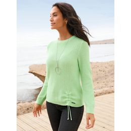 Casual Looks Damen Rundhalspullover "Rundhals-Pullover", gr&uuml;n, Gr. 54, unifarben, 50% Viskose, 25% Polyester, 25% Polyamid, Pullover