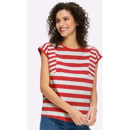 Heine Damen T-Shirt "Shirt", rot, Gr. 50, gemustert, mehrfarbig, 100% Baumwolle, Shirts