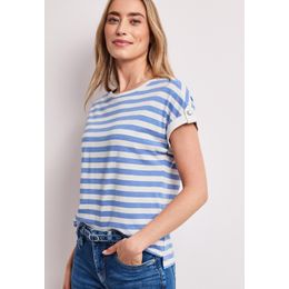 Street One Damen Shirttop, blau, Gr. 46, gestreift, Jersey, Obermaterial: 50% Baumwolle, 50% Modal, Tops, Sommershirt mit Streifen