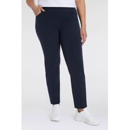 KjBRAND Damen Schlupfhose "Schlupfhose Susie in Bi-Stretch, Kammgarnoptik", blau, Gr. 42, Web, Obermaterial: 63% Polyester, 35% Viskose, 2% Elasthan,