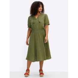 sheego Damen Sommerkleid "Kleid", gr&uuml;n, Gr. 54, unifarben, 100% Baumwolle, Kleider