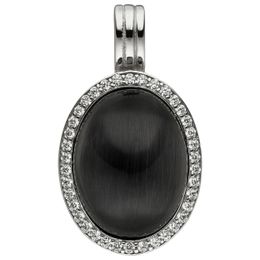 Jobo Damen Kettenanh&auml;nger "Anh&auml;nger oval 33 mm", Silber 925 (Sterlingsilber), schwarz, Silber 925 (Sterlingsilber), Schmuckanh&auml;nger, 925 Silber
