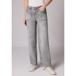 Street One Damen Loose-fit-Jeans, grau, Gr. 34, unifarben, Jeans, 87% Baumwolle, 10% Polyester, 3% Elasthan, Jeans, High Waist