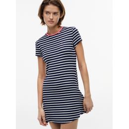 Tommy Jeans Damen Minikleid "TJW F&F JERSEY DRESS", blau, Gr. S, gestreift, Jersey, Obermaterial: 95% Viskose, 5% Elasthan, Kleider, Viskosemischung