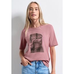 Street One Damen T-Shirt, rosa, Gr. 40, bedruckt, Web, 50% Baumwolle, 50% Modal, Shirts, im soften Baumwoll-Mix
