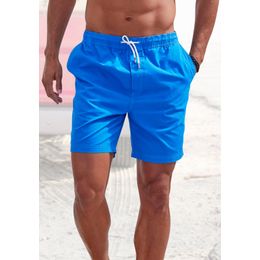 John Devin Herren Shorts "- Sommershorts, Bermuda in sommerlichen Farben", blau, Gr. L, unifarben, Web, Obermaterial: 97% Baumwolle, 3% Elasthan,