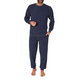 Normann Langarm Frottee Schlafanzug Pyjama B&uuml;ndchen - 86660 in blau-mel. | Gr.: 60/62