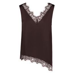 Zero Satin-Bluse mit Spitzeneinsatz in Chocolate Plum | Gr.: 40