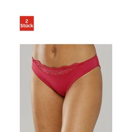 Damen Slip, NUANCE BY LASCANA, Gr. 36, rot, Microfaser, Obermaterial: 85% Polyamid, 15% Elasthan, Unterhosen, mit Spitzeneinsatz vorne