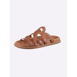 Heine Damen Pantolette, Gr. 41, braun, Rindsleder, Schuhe
