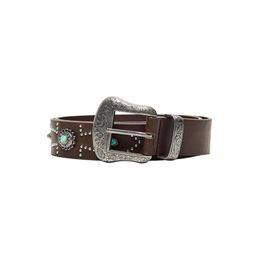 Bershka G&uuml;rtel Damen Gr&ouml;&szlig;e 85 aqua / dunkelbraun / silber