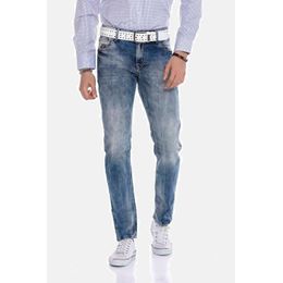 Cipo & Baxx CIPO & BAXX Herren 5-Pocket-Jeans "Jeans", blau, Basic, Gr. 42, unifarben, 98% Baumwolle, 2% Elasthan, Jeans, im Straight Fit