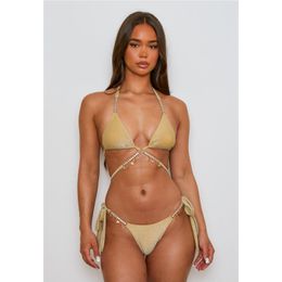 MODA MINX Damen Bikini-Hose "Lumiere Seychelles", gold, Gr. XL, unifarben, 85% Polyester, 8% Elasthan, 7% Metall, Badehosen, mit Glitzersteinchen und