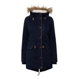 oxmo Damen Langmantel "Parka OXAnna", blau, Gr. S, Obermaterial: 65% Polyester PES. 35% Baumwolle CO., M&auml;ntel