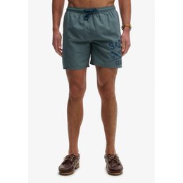 Superdry Herren Badeshorts "PRINTED LOGO 16 SWIM SHORT", gr&uuml;n, Gr. XXL, unifarben, Polyester, Badehosen, modische Passform, unifarbenes Design, aus
