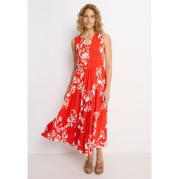 Lascana Damen Maxikleid, blau, Gr. 46, bedruckt, Web, Obermaterial: 100% Viskose, Kleider, mit Blumenprint und Knopfleiste, Sommerkleid, Strandkleid