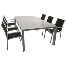 Pharao24.de Sitzgruppe Garten Terrassenm&ouml;bel Set mit Armlehnen in modernem Design (siebenteilig)