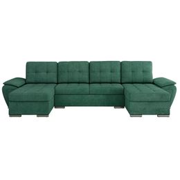 Wohnlandschaft mit Schlaffunktion Umbria t&uuml;rkis/petrol Ma&szlig;e (cm): B: 336 H: 85 Sofas > Sofas nach Material > Stoffsofas &raquo; Sofa DE