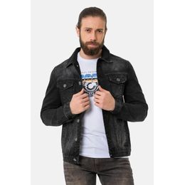 Cipo & Baxx CIPO & BAXX Herren Jeansjacke "CJ289", schwarz, Gr. S, unifarben, Stoff, 100% Baumwolle, Jacken, mit Knopfleiste
