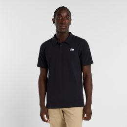 New Balance Herren Poloshirt "Cotton Pique Polo", schwarz, Gr. M, Obermaterial: 60% Baumwolle, 40% Polyester, Shirts, mit Polokragen, Kurzarm, aus